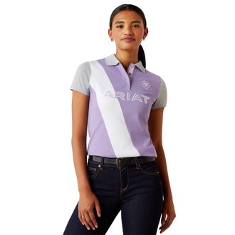 Ariat Womens Taryn Polo Shirt Shirt in Chalk Violet Orchid Bloom, Size X-Small, by Ariat