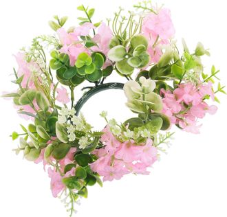 Valiclud Kerzenkranz mit K&uuml;nstlichen Blumen Rosa als Tischdeko f&uuml;r Hochzeiten und Wohnungen Kleine Blumenringe Dauerhafte Dekoration