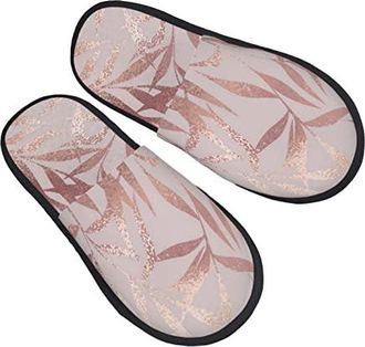 Generic Motif De Feuilles En Or Rose Homme Femme Pantoufles Chaud Chaussures De Maison Peluche Chaussons Pour Hiver Maison Ext&eacute;rieur M