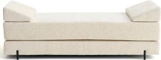 Best Mobilier Brescia - Banquette 3 Places Convertible en Tissu Velours Relief, Beige