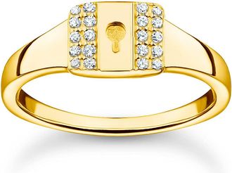 Thomas Sabo Damen Ring Gold Schloss weiße Steine925 Sterlingsilber TR2372-414-14