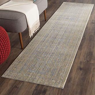 Safavieh Boho Teppich für Wohnzimmer, Esszimmer, Schlafzimmer - Valencia Collection, Kurzer Flor, Grau und Gold, 69 X 183 cm