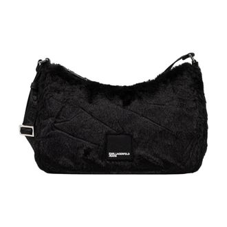 Karl Lagerfeld Femme, Sacs, Noir, Taille: ONE Size Petit Sac Bandouli&egrave;re en Fausse Fourrure