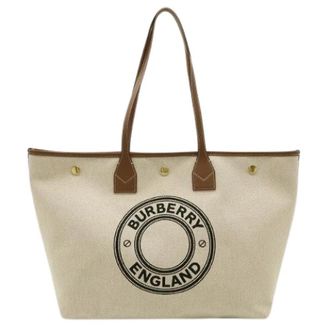 Burberry Pre-owned Canvas Leather Round Logo Tote Bag - - Pre-owned - Damen - Beige - ONE SIZE