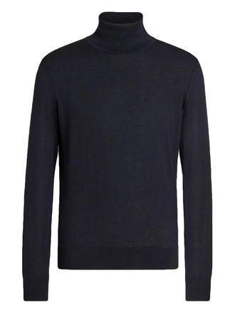 Ermenegildo Zegna pull &agrave; col roul&eacute; - Bleu