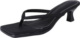 Generic Tongs pour femme en cuir avec talon - Tongs élégantes - Chaussures dété - Pour lintérieur et lextérieur - Pour la piscine, la plage - Confortables - D