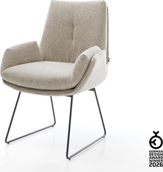 DELIFE Esszimmerstuhl Clea-Flex Webstoff Soft Beige Kufengestell Schwarz, Esszimmerst&uuml;hle