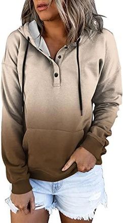 Generic Sweatshirt Femme Imprim&eacute; Manches Longues Sweat &agrave; Capuche Bouton Pull Veste de surv&ecirc;tement Bouton Veste &agrave; Capuche Sweat &agrave; Capuche Pull Oversize Pull Lo