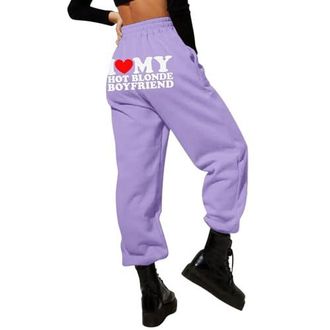 Generic Pantalon de jogging tendance pour femme - Taille haute - Taille haute - Coupe athl&eacute;tique, violet, 3XL