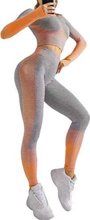 ORANDESIGNE Ensemble de Sport Femme 2 Pi&egrave;ces Surv&ecirc;tements &Eacute;t&eacute; Tank Top Push Up et Slim Fit Pantalon Court Tenue de Sport Stretch &Eacute;lastique Fitness Jogging Yoga Co