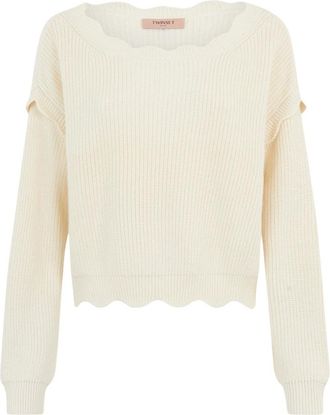 Twinset Femme, Pulls, Blanc, Taille: 42 FR Maglia Boxy Neve