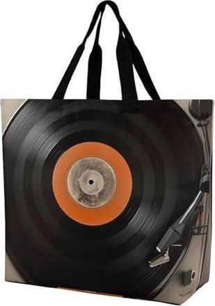 Generic Disque Vinyle Vintage Sac Fourre-Tout Pliable Tote Bag Imperm&eacute;able Sac A Main Femmes Pour Quotidienne Shopping Universit&eacute;