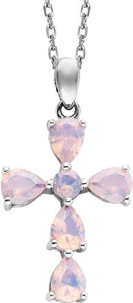 Julie Julsen Anh&auml;nger mit Kette 925 Silber rhodiniert Kreuz Zirkonia perlmutt