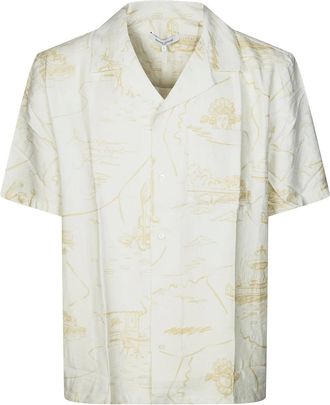 Maison Kitsun&eacute; Homme, Chemises, Blanc, Taille: L Camicia Bowling