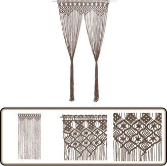 vidaXL Makramee Vorhang Taupe 140x240 cm Baumwolle - Makrameevorhang - Baumwollvorhang - Taubenfarbenes Dekoelement - Wohntextilien - Raumteiler