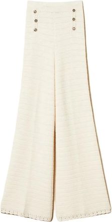 Twinset Femme, Pantalons, Beige, Taille: 38 FR Pantalon Boutonn&eacute; en Crochet