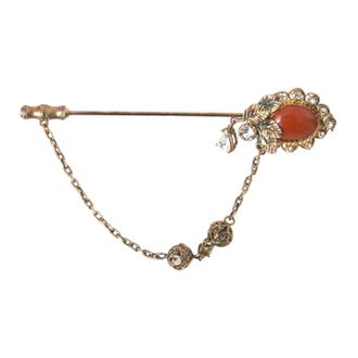 Dolce & Gabbana Goldene Kristallkette Pin Brosche - - Accessories - unisex - Gelb - ONE SIZE