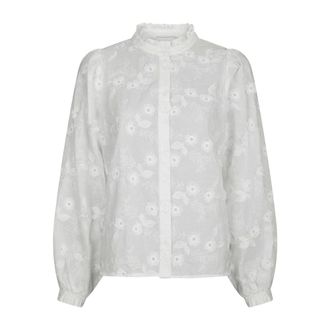 Neo Noir Femme, Blouses et Chemises, Blanc, Taille: 38 FR Oda Deco Emb Shirt