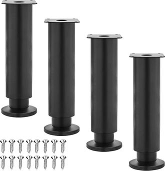 Generic Verstellbare M&ouml;belf&uuml;&szlig;e, Runde Metallf&uuml;&szlig;e Als Ersatz Schr&auml;nke, F&uuml;r Couchtische, Schreibtische, Sofas Und Regale, 4er-Pack, Mit Rutschfester Gummibasis(