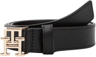Tommy Hilfiger Damen Gürtel Logo 2,5 cm aus Leder, Schwarz (Black), 85 cm