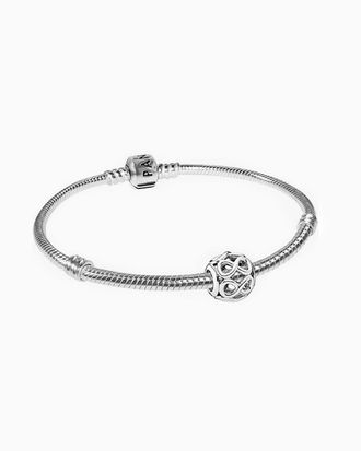 Pandora Pandora Moments Schlangen-Gliederarmband + Offen gearbeitetes Unendlichkeits-Charm aus Sterling-Silber im Geschenkset, Gr. 18cm, SET 590702HV-18+79187