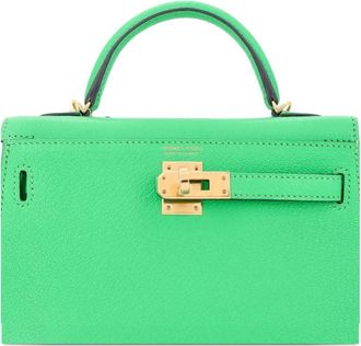 Herm&egrave;s Kelly Mini II Bag Green Chevre Mysore with Gold Hardware 20 satchel - Gr&uuml;n