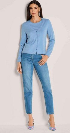 Madeleine Strickpullover Basic Strickjacke mit Halbarmpullover Langarm Strickjacke mit Feinstrickpullover, Set, Modal