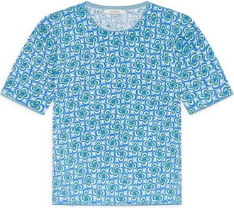 Maliparmi Maliparmi, Femme, Tops, Bleu, Taille: 42 FR Cotton Printed T-Shirt