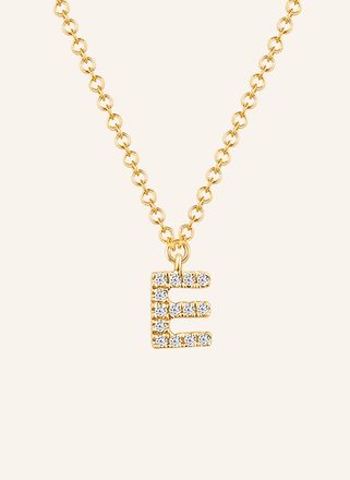 Leaf Initialien Halskette E Aus 14 Karat Gelbgold Mit Diamanten gold