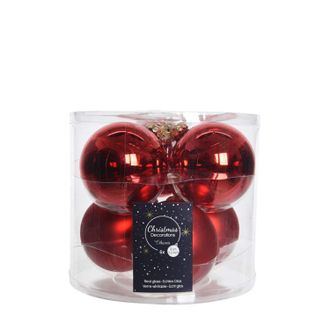 Kaemingk Decoris Weihnachtskugel aus Glas, Rot, 8 cm