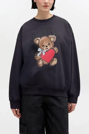 Ganni Sweat-shirt gris ours Multicolore Coton biologique - Taille L - Pour Femme