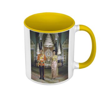 Fabulous Tasse Farbe Premium Qualität gelb - Rama IX Königsfamilie Thailand 1960 Foto Vintage Asien - Tasse mit Henkel und farbigem Innenraum