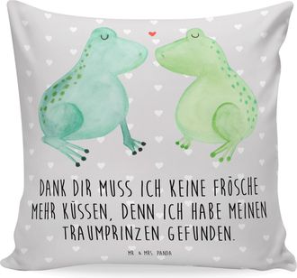 Mr. & Mrs. Panda Sitzkissen Frosch Liebe - Geschenk, Kissenbezug 40x40, Pärchen, Freundin, Ehemann, Kuss, Kissenhülle 40x40, Froschkönig, Heiraten