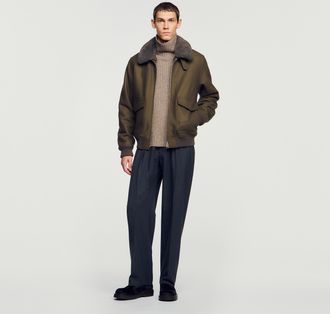 Sandro Wollblouson mit abnehmbarem Kragen