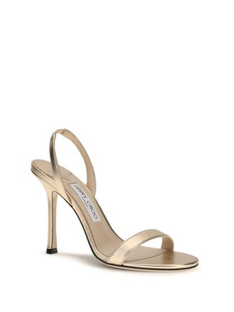 Jimmy Choo London Womens Jenn Sandals Gold Calf Leather Bos Taurus
