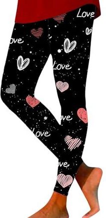 Generic Legging d&eacute;contract&eacute; pour femme avec impression de lettres pour la Saint-Valentin 2026, Noir, XXL
