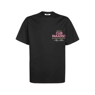 Msgm Bedrucktes Baumwoll-T-Shirt - - Tops - Herren - Schwarzk - M