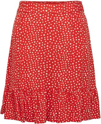 Pieces Pieces Womens PCNYA HW Skirt BF BC Rock, Poppy Red/AOP:Hearts, M