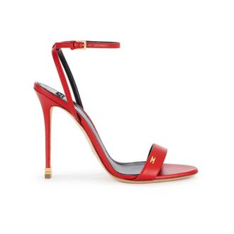 Elisabetta Franchi 100mm Logo-Plaque Leder Sandalen - - Shoes - Damen - Rot - 38 1/2 EU