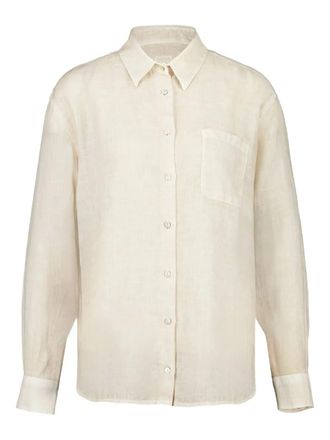 120% Lino chemise &agrave; poche boutonn&eacute;e - Blanc