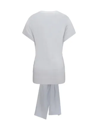 Toteme Womens T-Shirt Draped-Waist Jersey White Lyocell Top