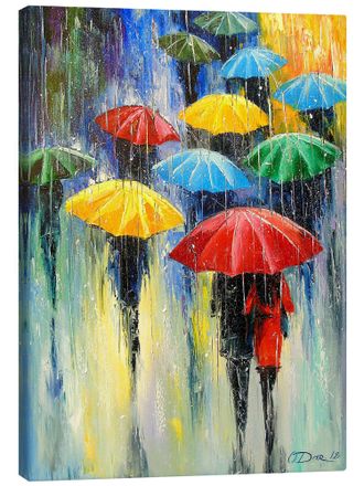 Posterlounge Bunte Regentage Leinwandbild von Olha Darchuk 50 x 70 cm Bunt Wandbilder Wanddeko