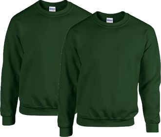 Gildan 2er Herren Sweatshirt Heavy Blend Sweat M L XL 2XL 3XL 4XL 5XL in verschiedenen Farbsets & HLKauf-Block (2X Forest Green & 1x HLKauf-Block, XXL)