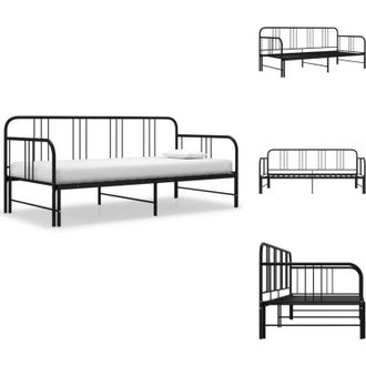vidaXL Tagesbett Ausziehbar Schwarz Metall 90x200 cm - Tagesbett - Schlafsofa - Ausziehbett - G&auml;stebett - Doppelbett