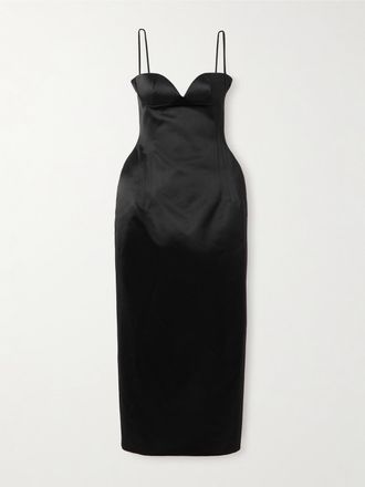 Magda Butrym Midikleid Aus Satin - Schwarz