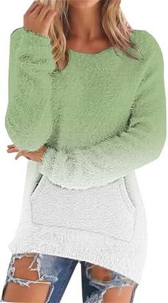 Generic Pull décole bleu marine à col en V pour filles - Pull de Noël pour femme - Pull à manches longues pour femme - Pull tendance pour femme - Pull décontr