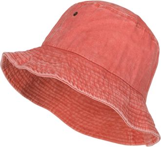 styleBREAKER Unisex Fischerhut Einfarbig in Vintage Washed Optik, Bucket Hat, Stoff Sonnenhut Unifarben 04025045, Farbe:Terracotta