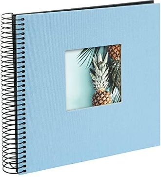 Goldbuch 12 729 Spiralalbum Bella Vista himmelblau, Fotobuch 20 x 20 x 2,7 cm, Foto Album 40 schwarze Seiten, Foto Buch Einband aus Leinen, Fotoalbum für 40 Ph