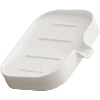FOMIYES Wandmontierte Seifenablage Wei&szlig; mit Abtropffl&auml;che Kunststoff Seifenhalter f&uuml;r Badezimmer und K&uuml;che ohne Bohren