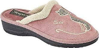 Sleepers Pantoufles en velours avec motif chat pour int&eacute;rieur/ext&eacute;rieur, rose, 39 EU